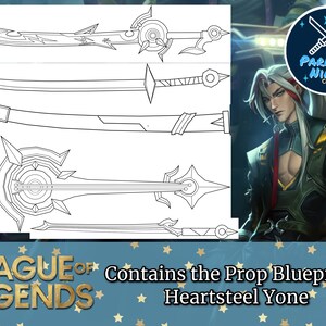 Heartsteel Yone Template EVA Foam | Pepakura | Blueprint | League of ...