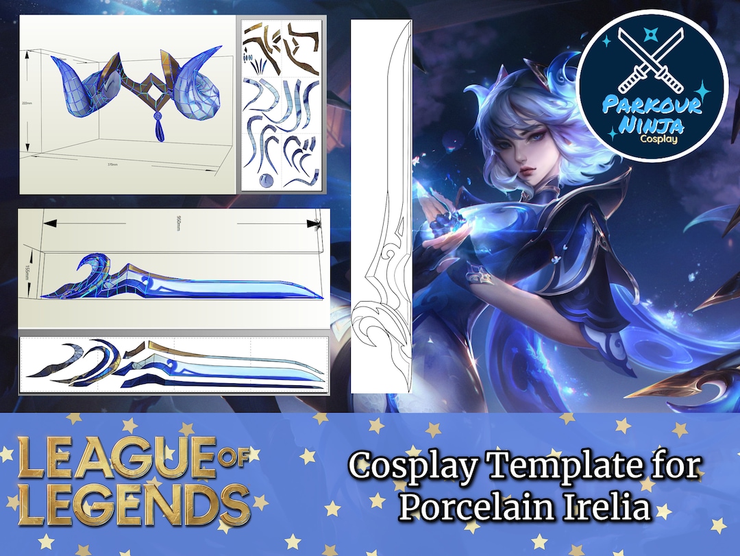 Porcelain Irelia Cosplay Template | Pepakura | Blueprint | League of ...