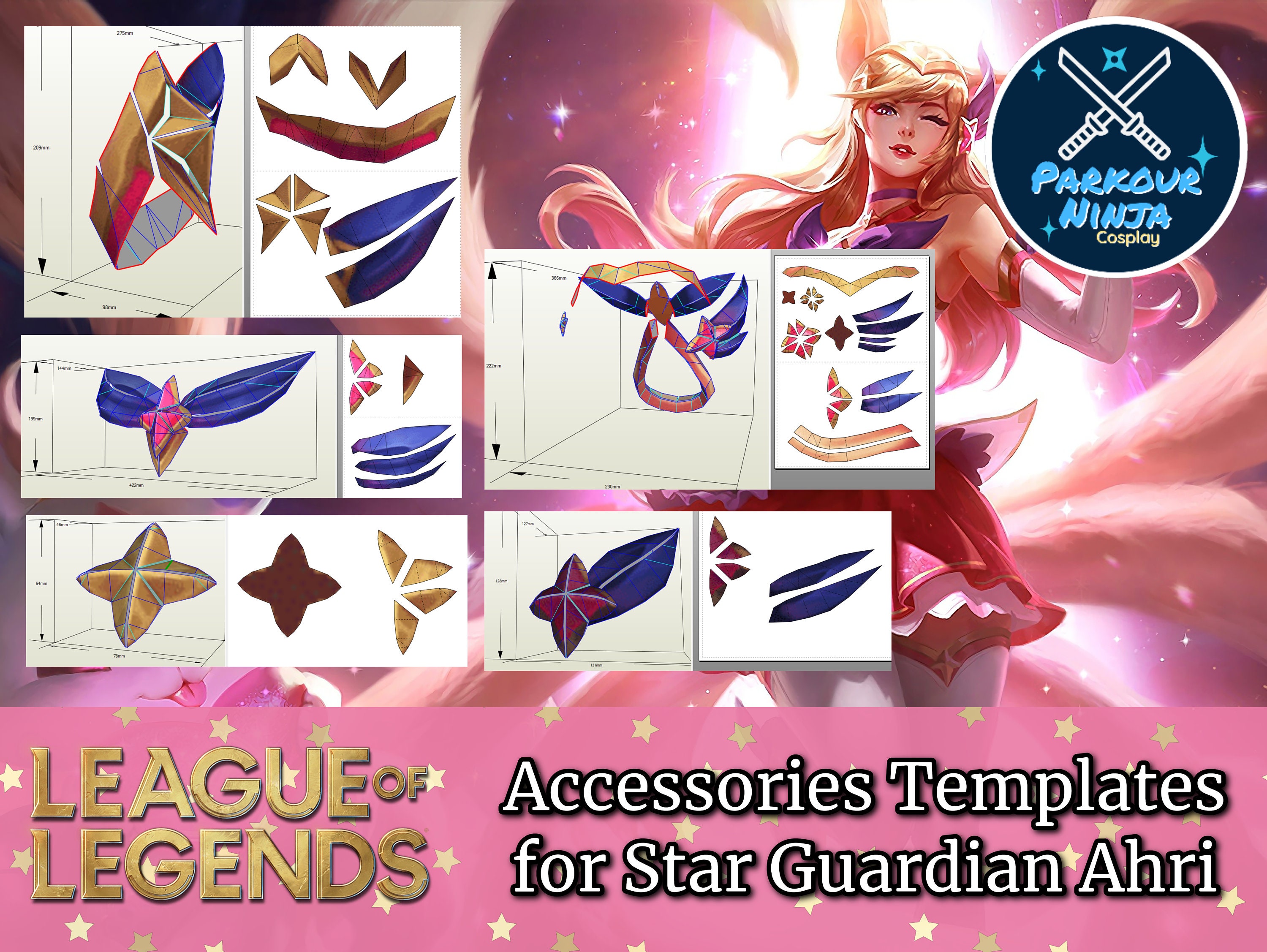 Star Guardian Ahri Template | Pepakura | League of Legends | Star ...