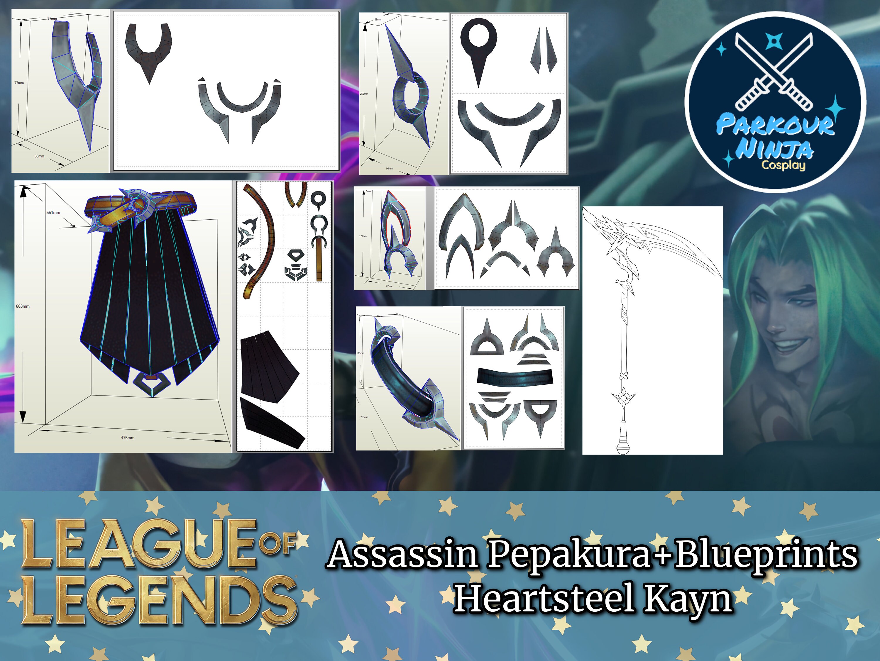 Heartsteel Kayn Assassin Template | Pepakura | Blueprint | League of ...