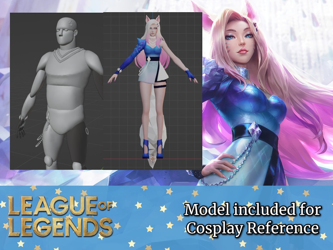 KDA All Out Ahri Template | Pepakura | League of Legends | KDA All Out ...