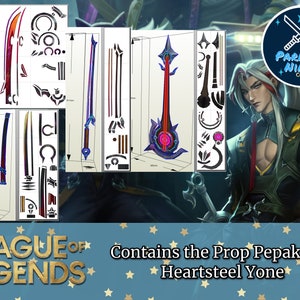 Heartsteel Yone Template EVA Foam | Pepakura | Blueprint | League of ...