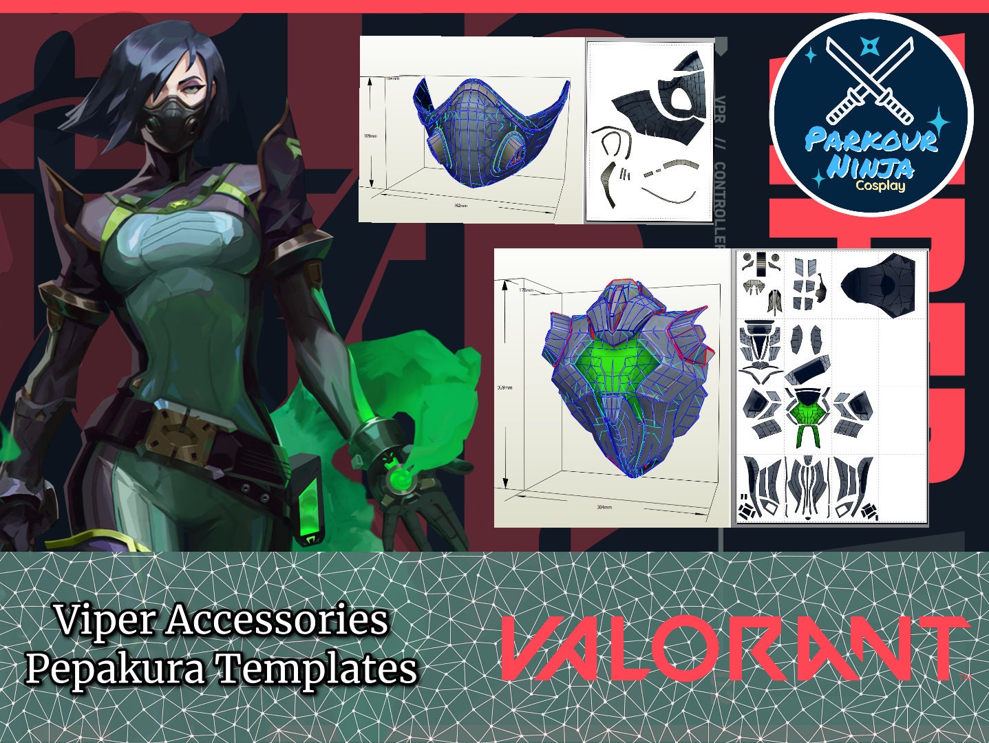 Viper Accessories Cosplay Template - Pepakura - Blueprint for Cosplay ...