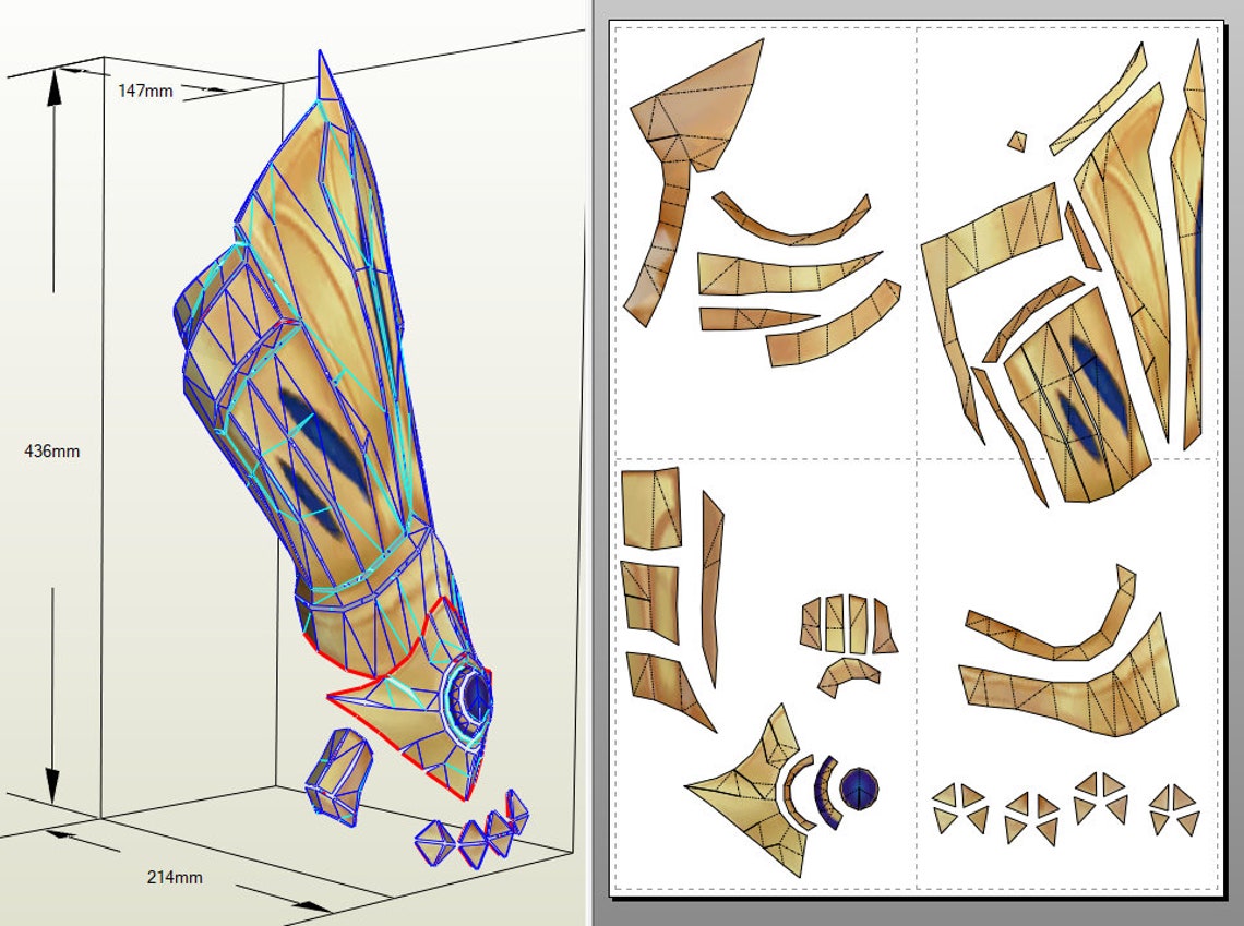 Ezreal Gauntlet Cosplay Template | Pepakura | League of Legends | A4 ...