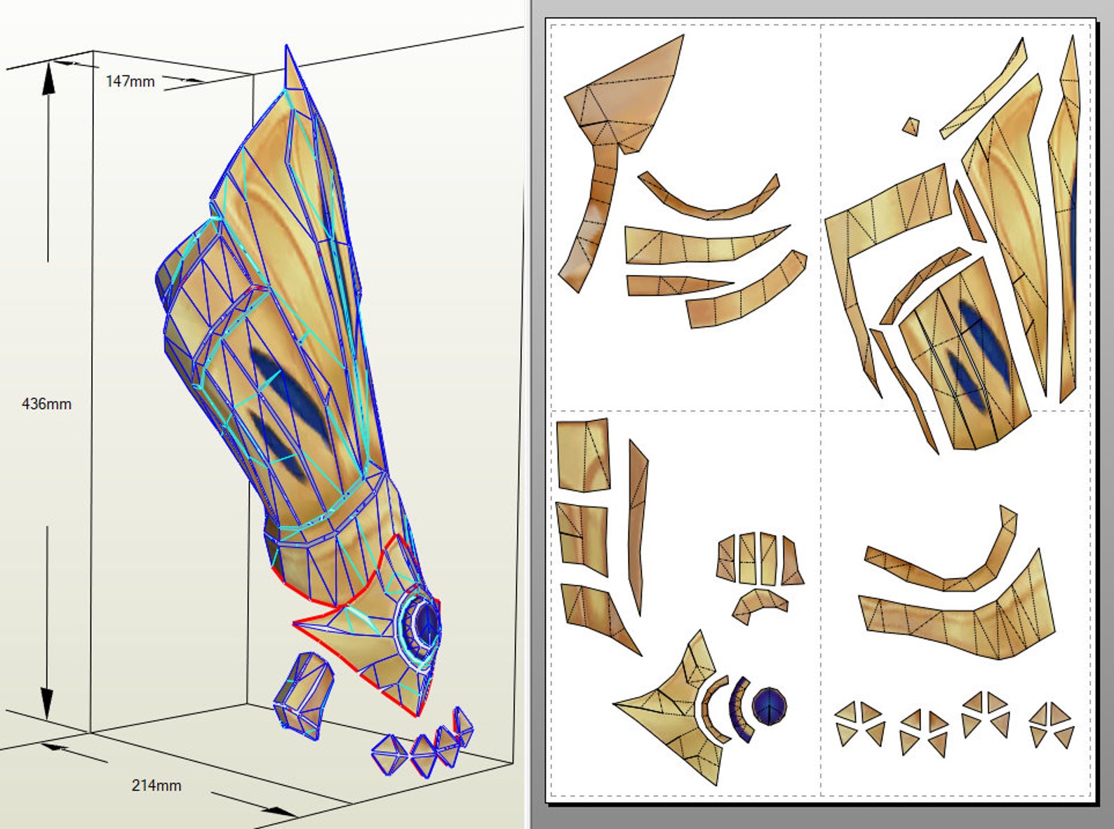 Ezreal Gauntlet Cosplay Template | Pepakura | League of Legends | A4 ...