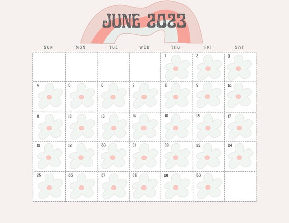 June 2023 Boho Hippie Calendar - Etsy