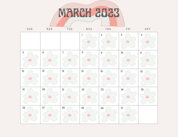 March 2023 Boho Hippie Calendar - Etsy