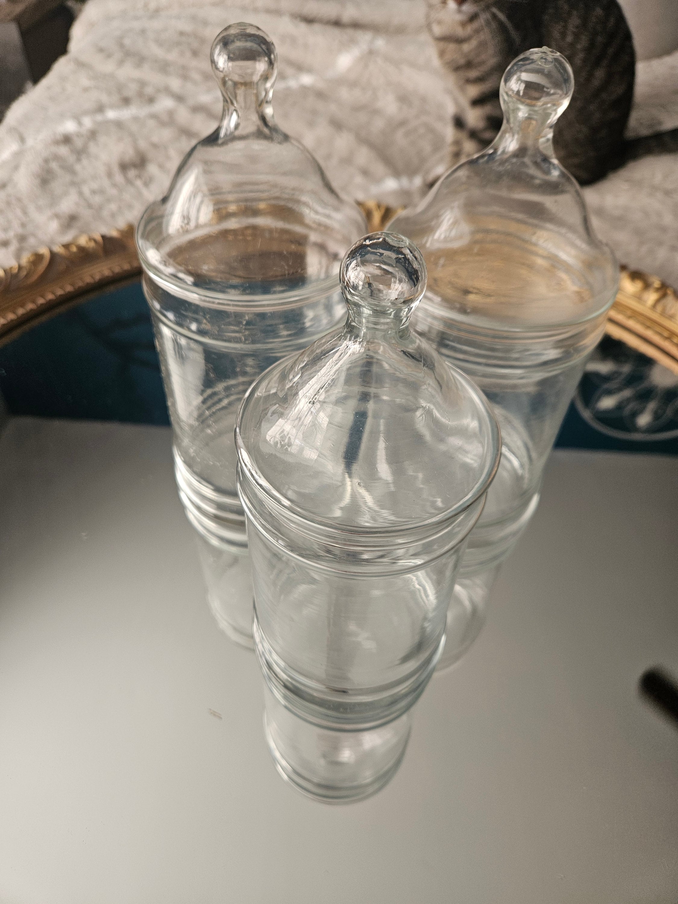 Vintage Apothecary Jars With Matching Lids, Apothecary Glass ...