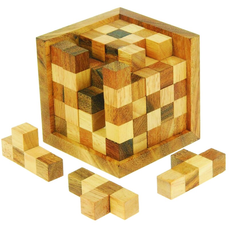 Wooden Cube Brain Teaser - Etsy UK