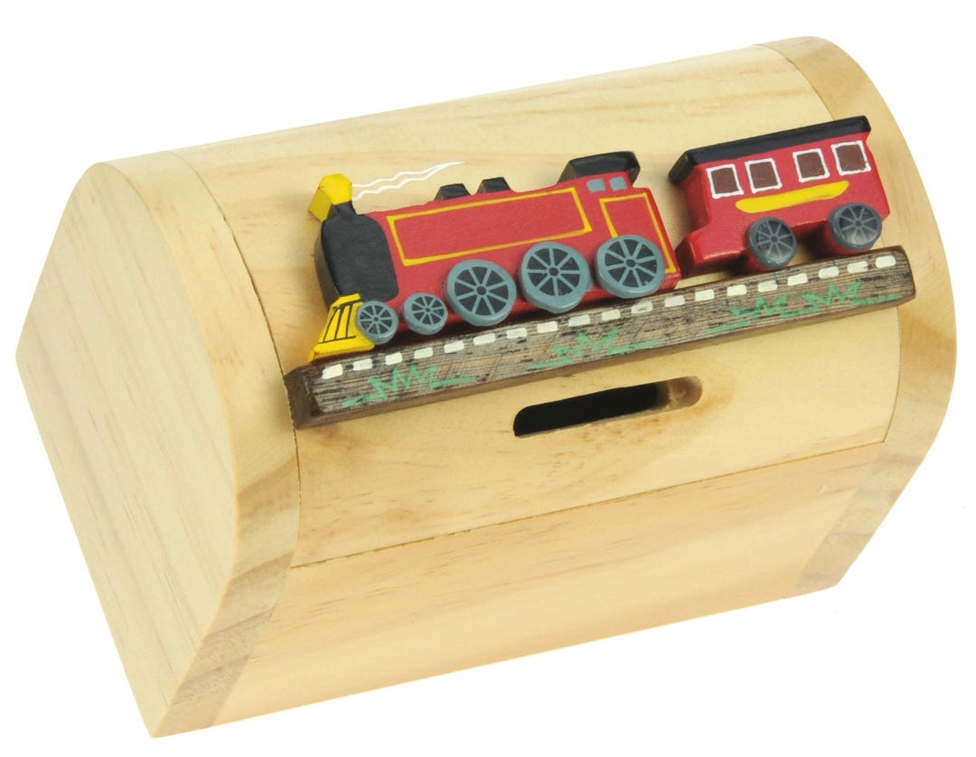 Red Steam Train Locomotive Money Box With Secret Lock! Novelty Piggy ...