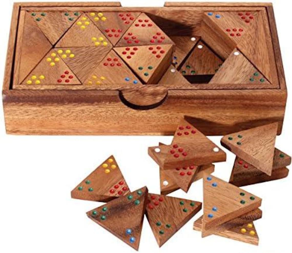 Triangular Dominoes Table Game – Wooden Tile Triominos Delux - Fun ...