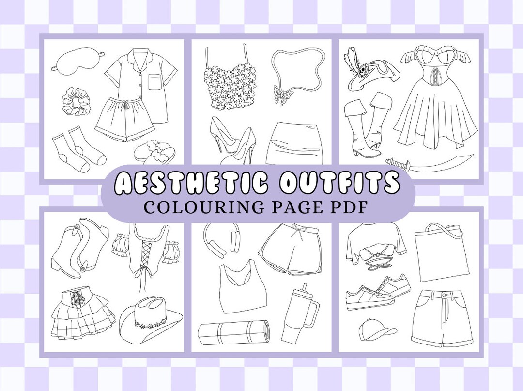 Aesthetic Outfit Colouring Pages - Etsy