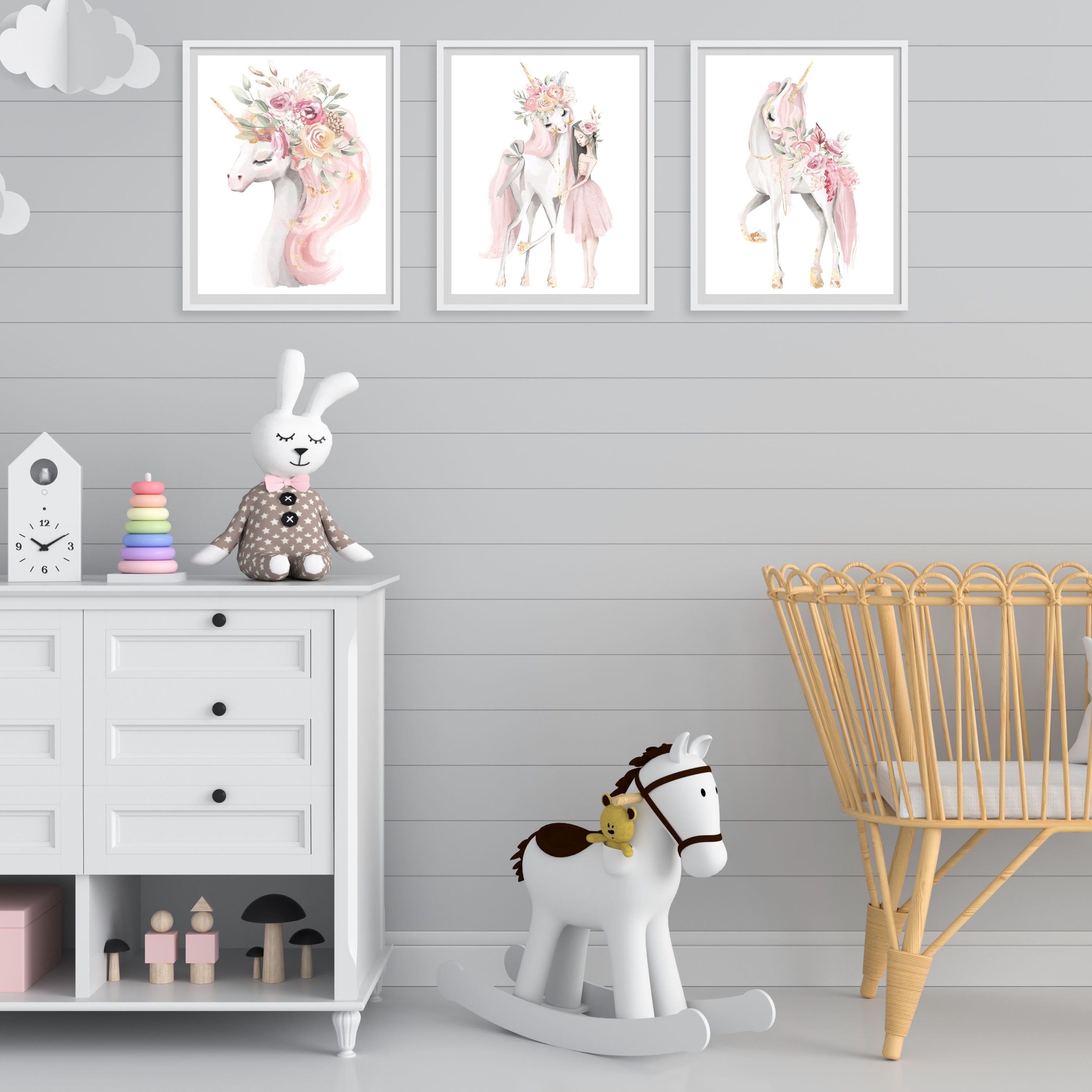 Girl's Room Poster Set of 3 Pink Pretty Unicorn Floral - Etsy