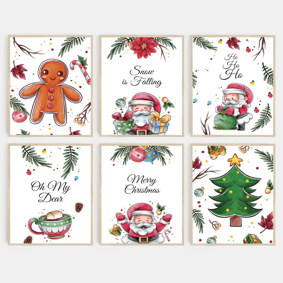 Santa Claus Wall Art UNFRAMED Christmas Themed Print Wall - Etsy