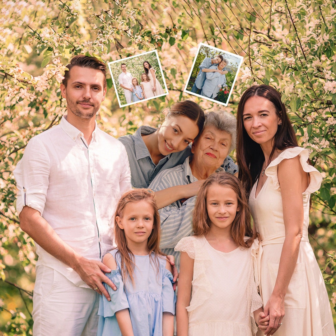Custom Realistic Family Portrait Combine Multiple Photos Into One ...
