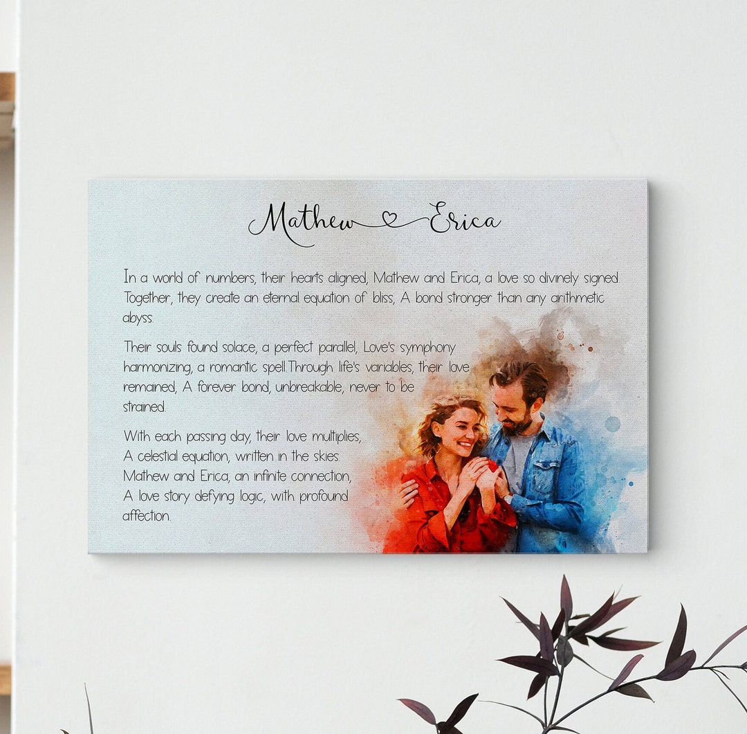 Custom Poem and Watercolor Painting Art Personalized Romantic - Etsy