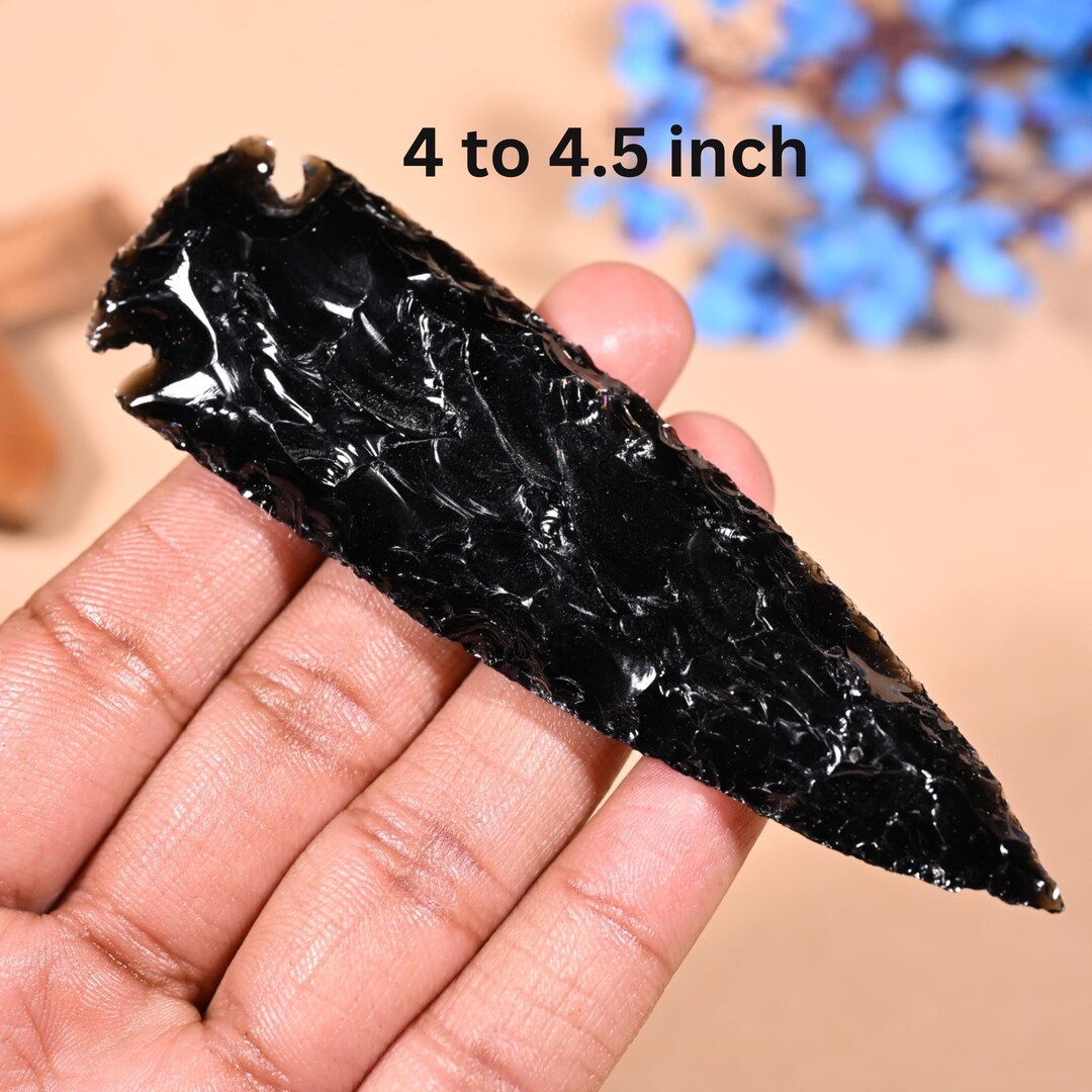 4" Black Obsidian Arrowhead - Arrow Decor - Stone Arrowhead - Healing Crystals and Stones Blade ...