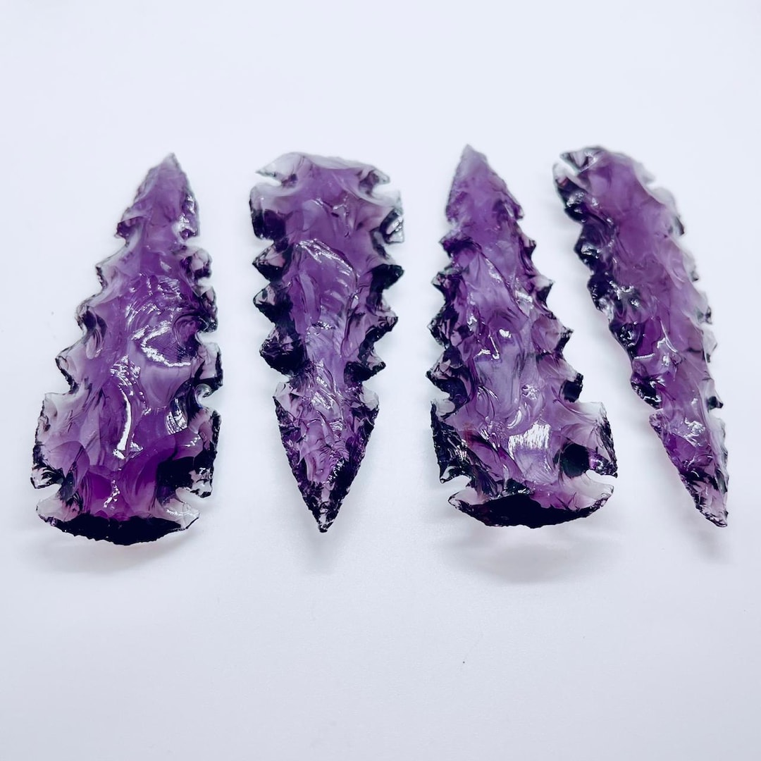 Handcrafted Purple Glass Arrowhead: Rare Flint Stone Arrow - Etsy