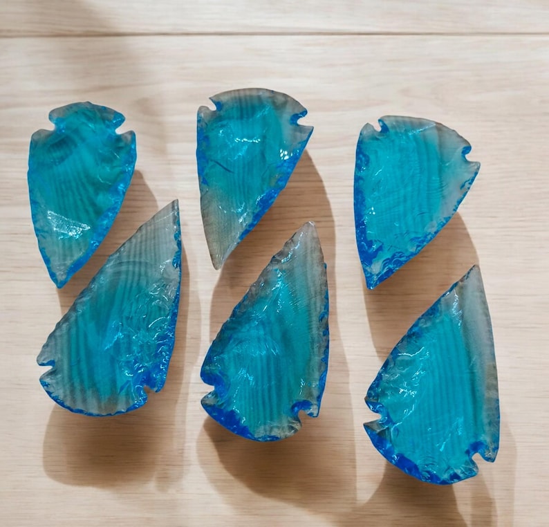 Glass Blue Topaz Arrowhead Cabochon – Handmade Gemstone, Crystal Arrow ...