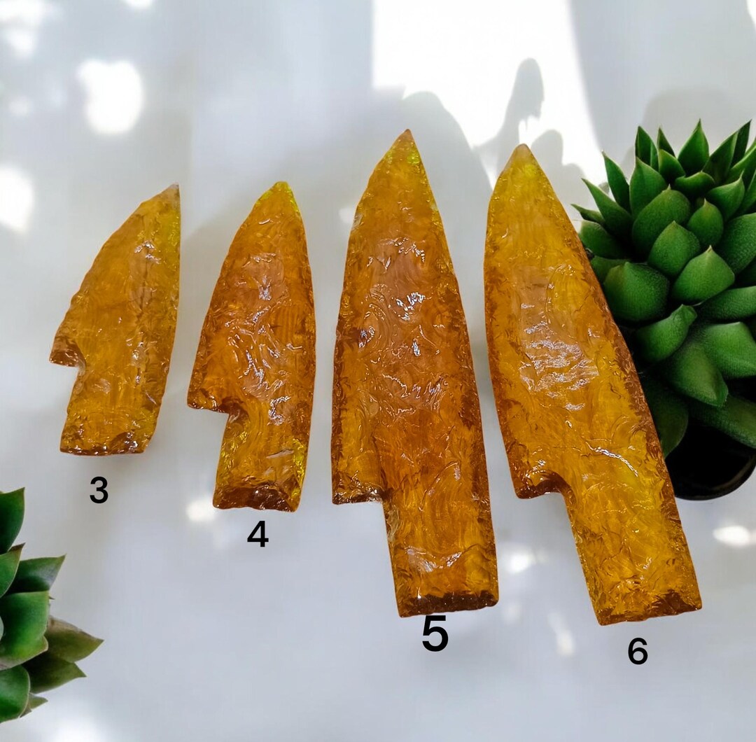 Citrine Yellow Glass Crystal Knife – Handmade Stone Blade, Unique ...