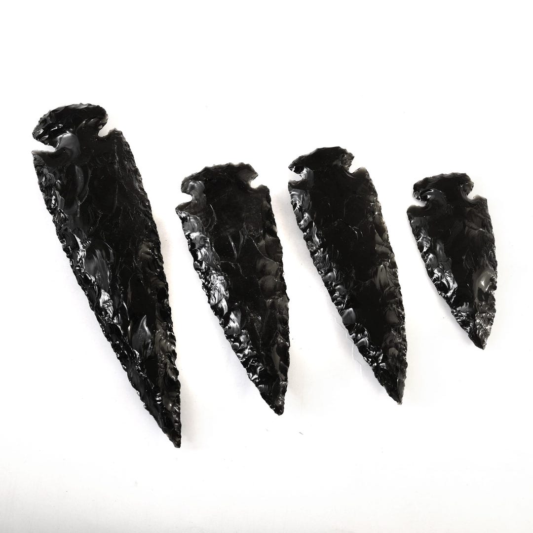 Hand Knapped Black Obsidian Arrowhead, Crystal Blade, Stone Arrow Decor ...