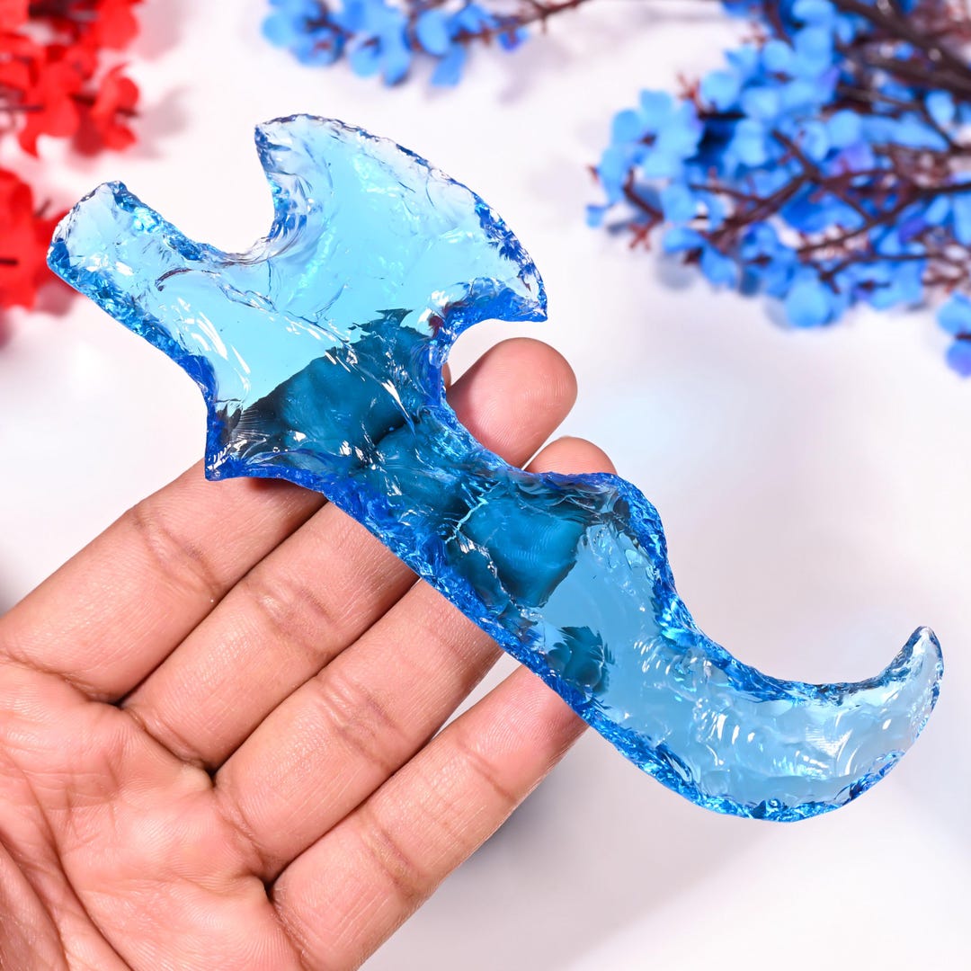 Hand Crafted Blue Glass Axe Head: Flint Stone Decor (5.5-6" Inches) - Etsy