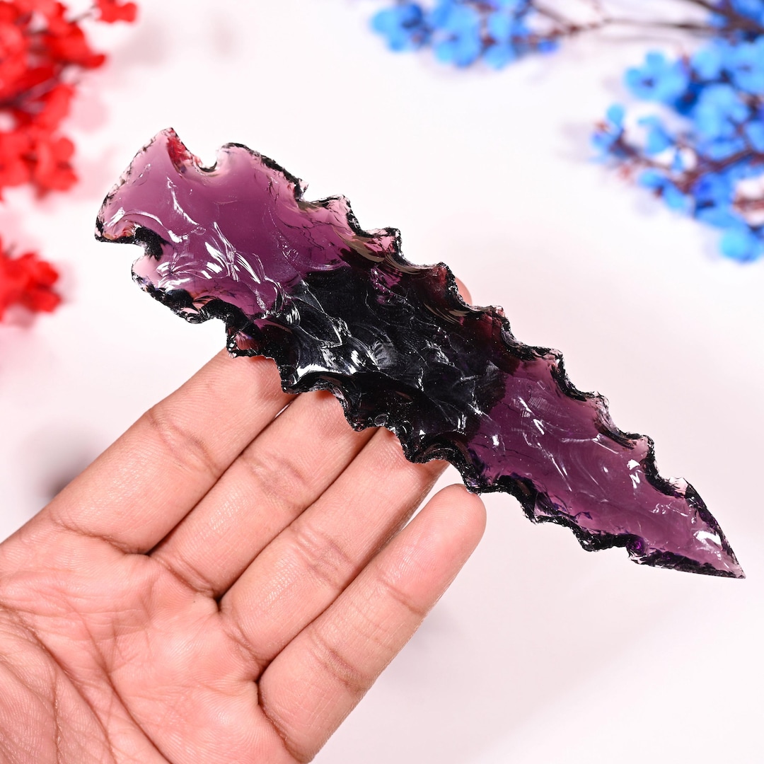 Handmade Purple Glass Arrowhead – Flint Stone Arrow, Crystal Arrow ...