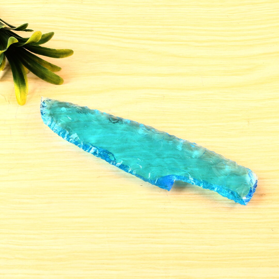 Blue Glass Crystal Knife – Handmade Stone Blade, Unique Gemstone Dagger ...