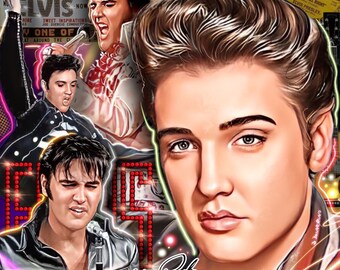 Elvis Presley Hand-drawn Silhouette Portrait - Etsy