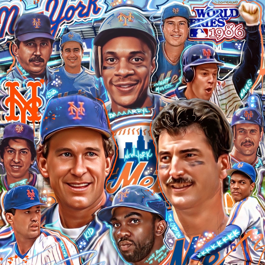 86 Champs. New York Mets Portrait. - Etsy