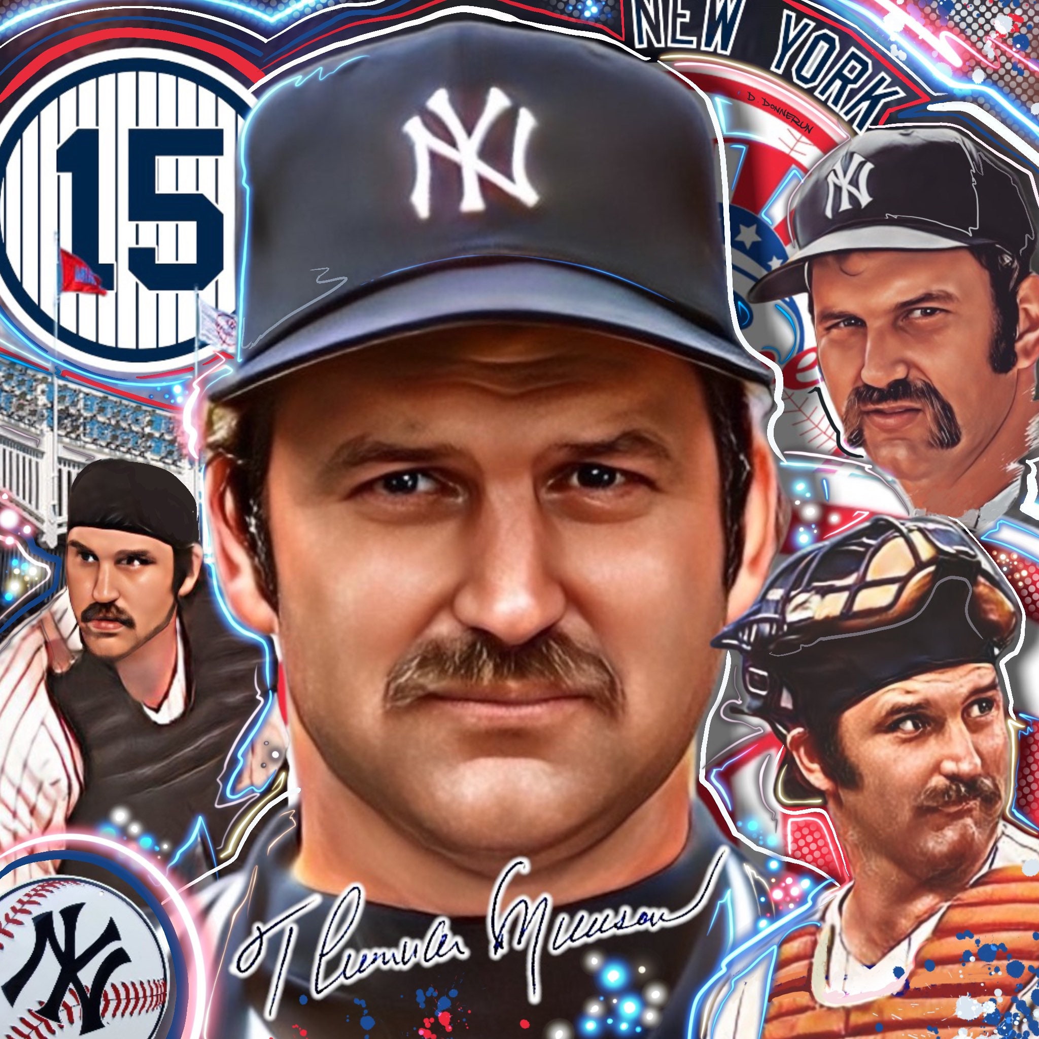 THURMAN MUNSON PORTRAIT New York Yankees - Etsy