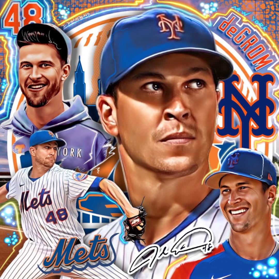 Jacob Degrom Portrait 12x12 Print on Archival Matte Giclèe Paper - Etsy