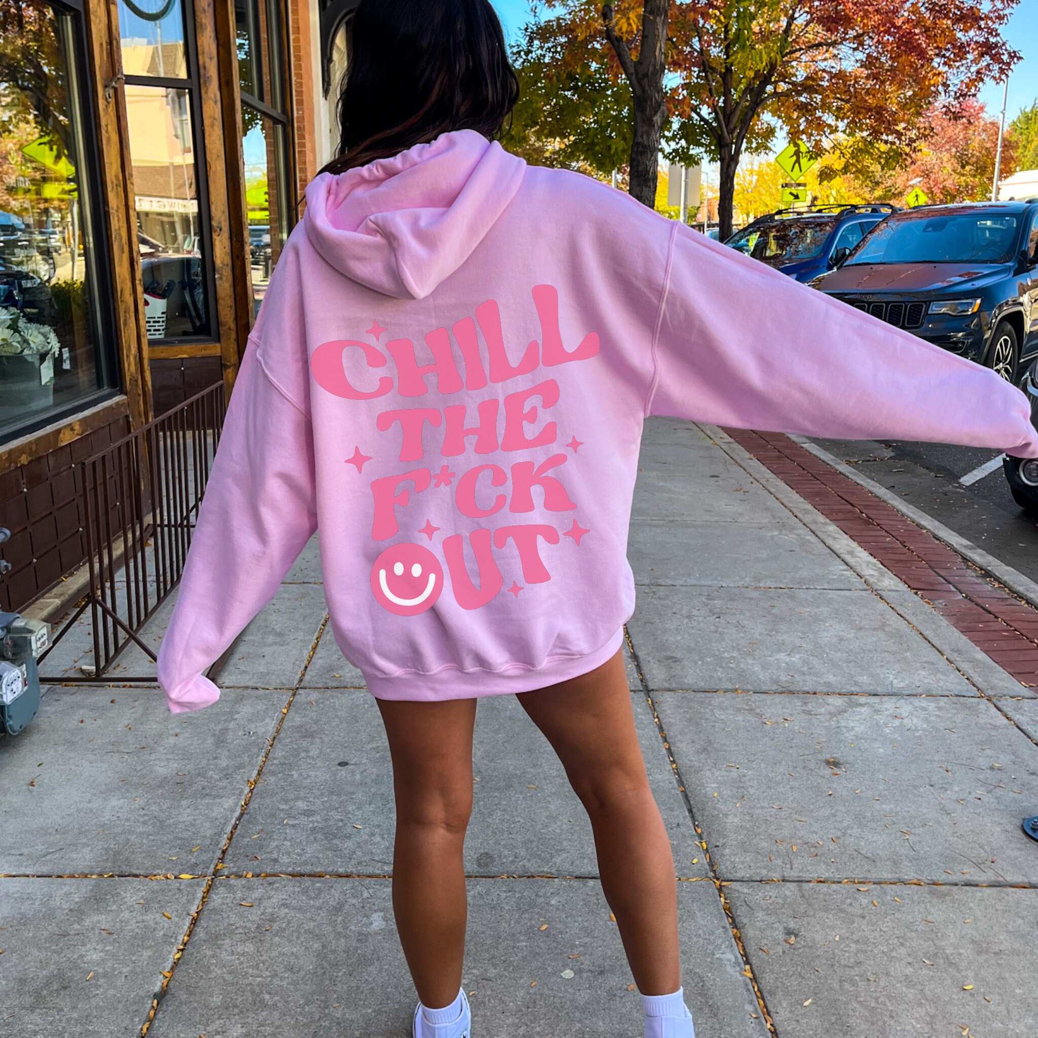 Chill the Fck Out Hoodie, Oversized Y2k Hoodie, Cozy Hoodies, Bubble ...