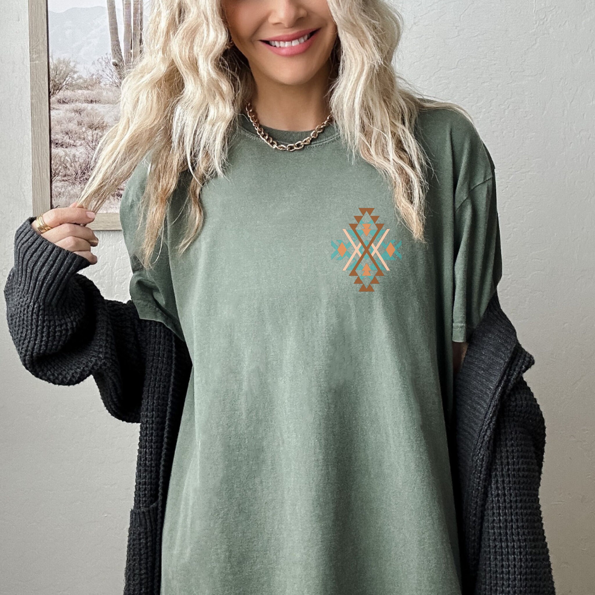 Aztec Punchy Shirt, Western Clothing, Western Crewneck, Cowboy Tshirt ...