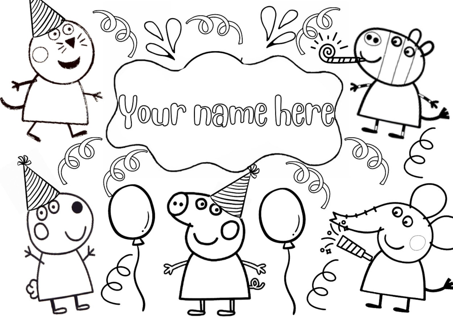 Peppa Pig Personalised Party Colouring Sheet - Etsy