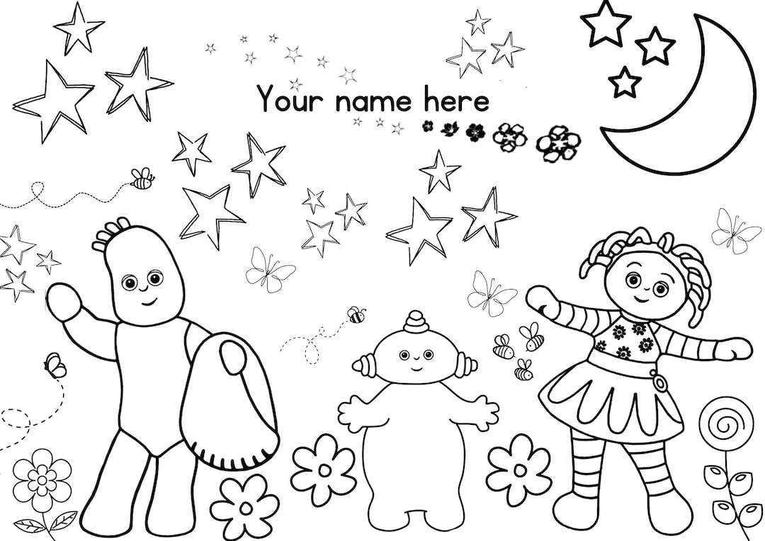 Personalised in the Night Garden Colouring Sheet. - Etsy UK