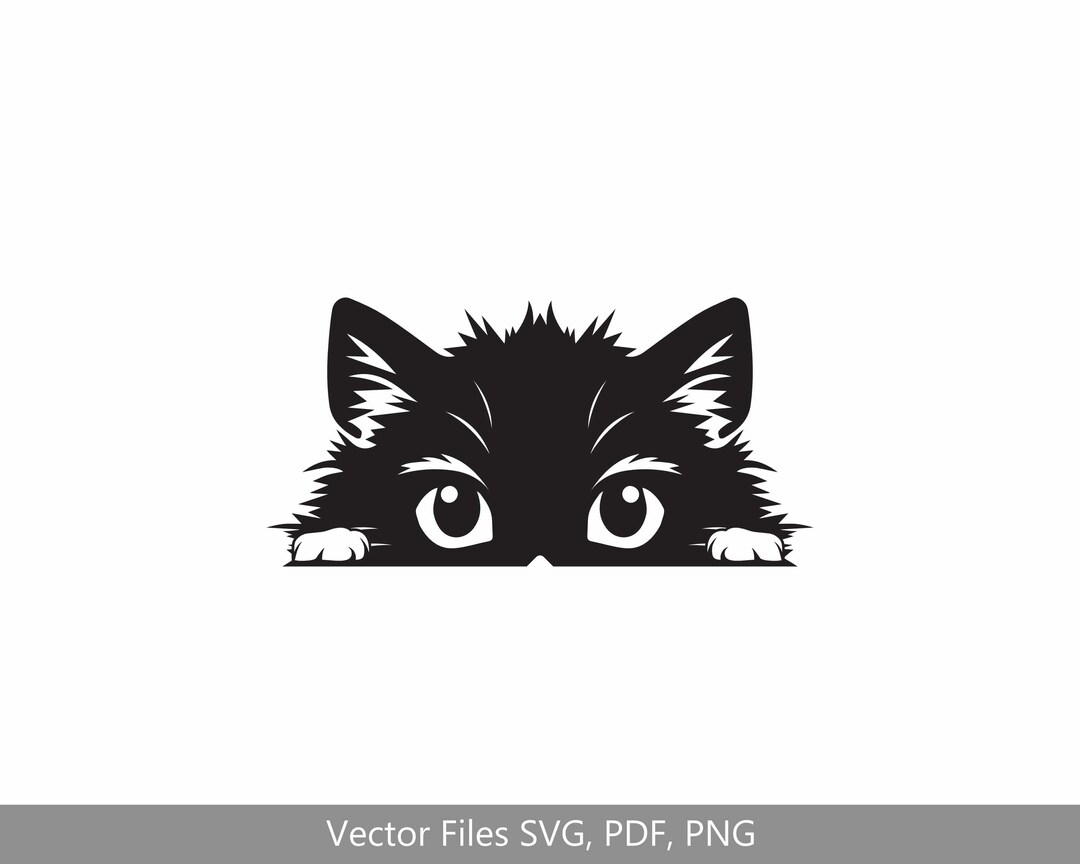Peeking Cat Illustration Digital Drawing Vector Graphic Clipart for ...