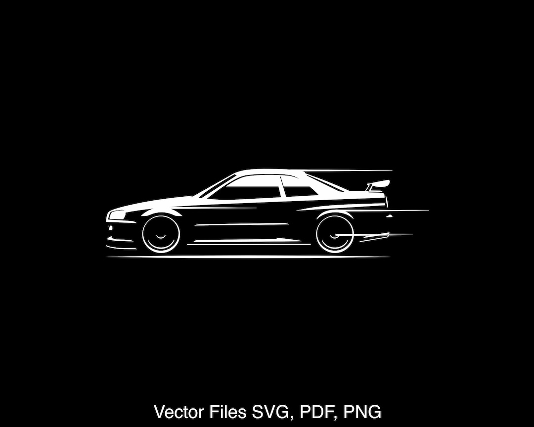 Skyline R34 Silhouette Illustration Digital Drawing Vector Graphic ...