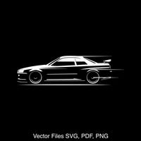Skyline GT-R (R34) Silhouette Vector File - Etsy Canada