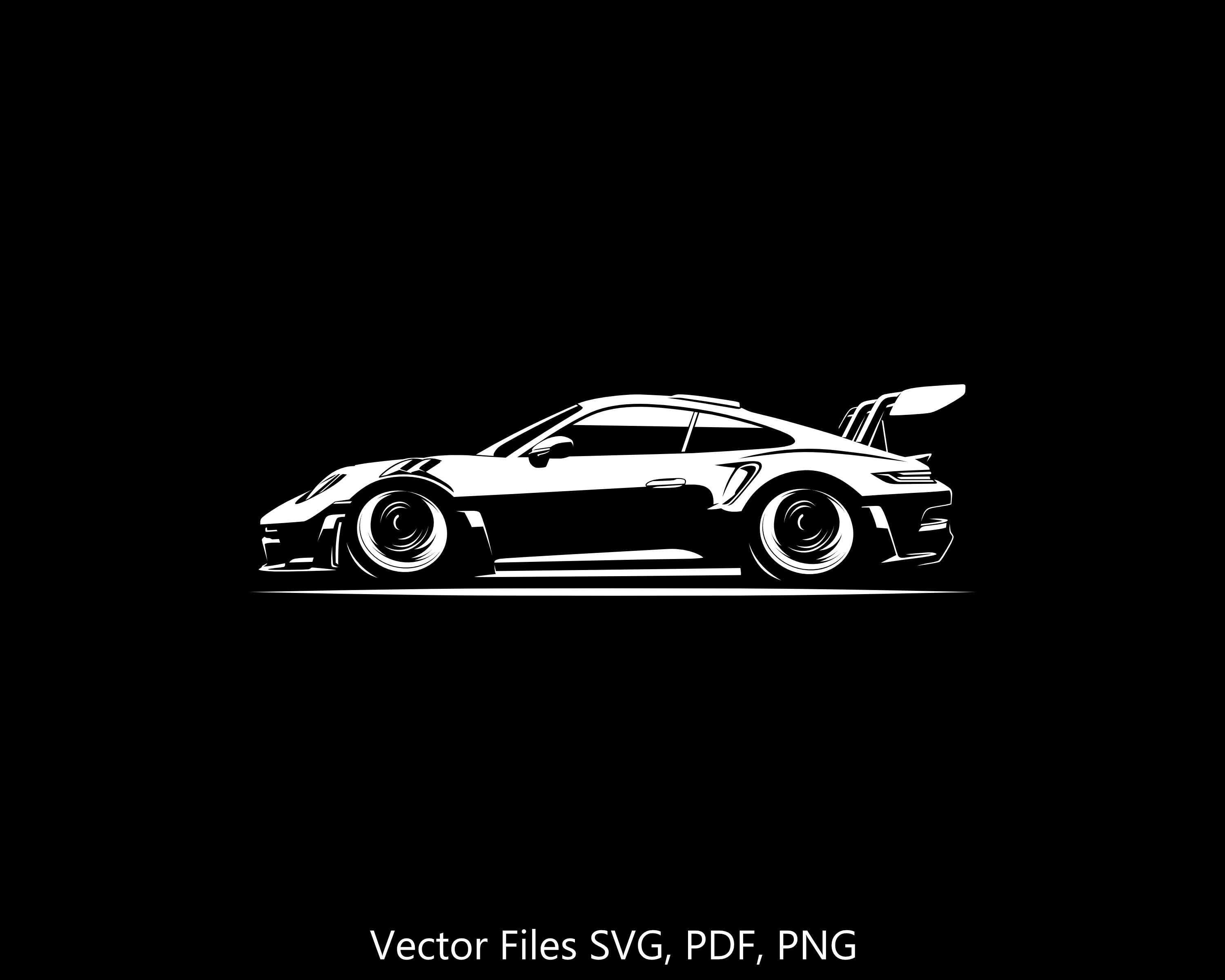 2023 911 GT3 RS Car Silhouette Illustration Digital Drawing Vector ...