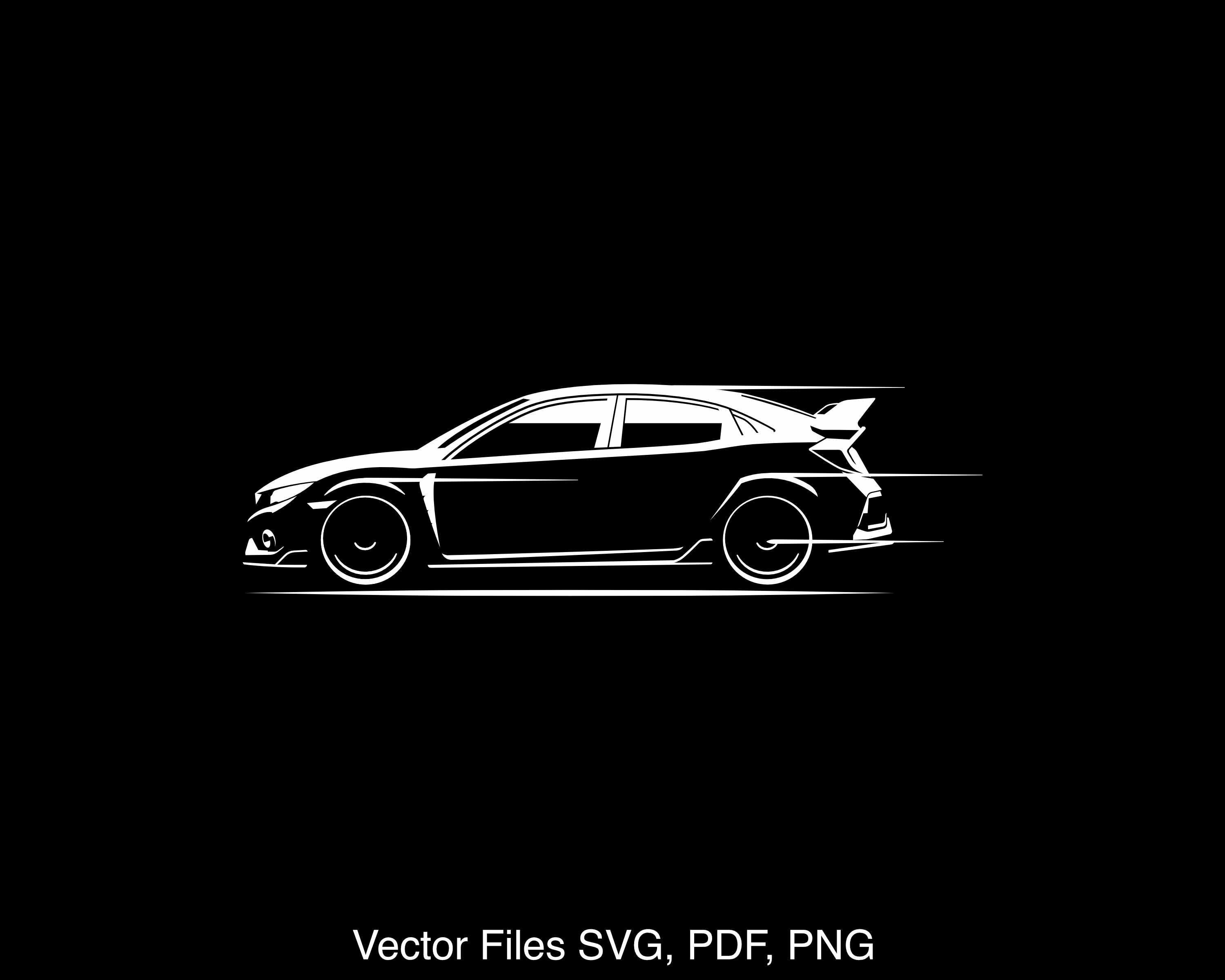 Civic Type-r 2017 Silhouette Illustration Digital Drawing Vector ...