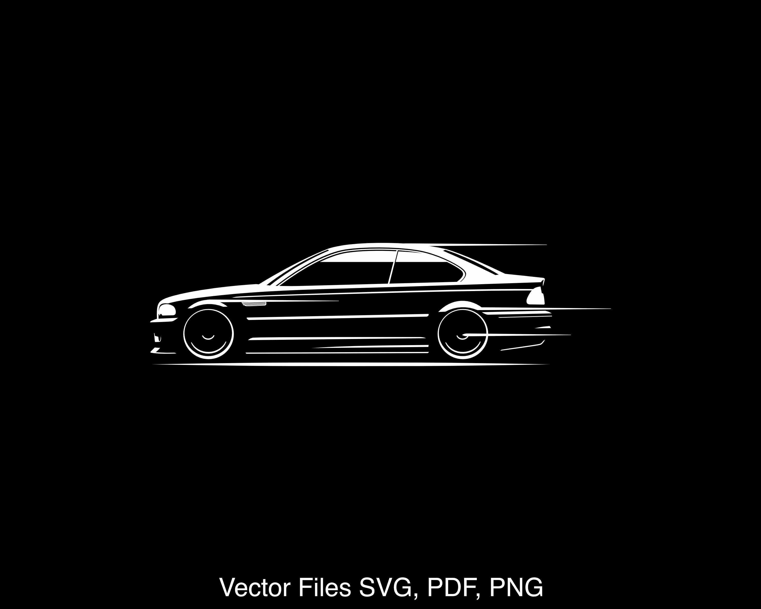 M3 E46 Silhouette Illustration Digital Drawing Vector Graphic Clipart ...