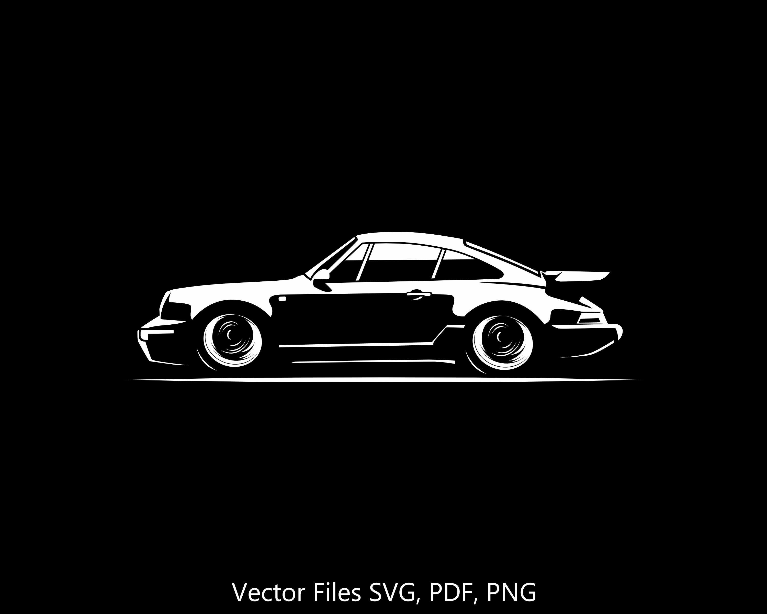 1992 911 964 Turbo Car Silhouette Illustration Digital Drawing Vector ...