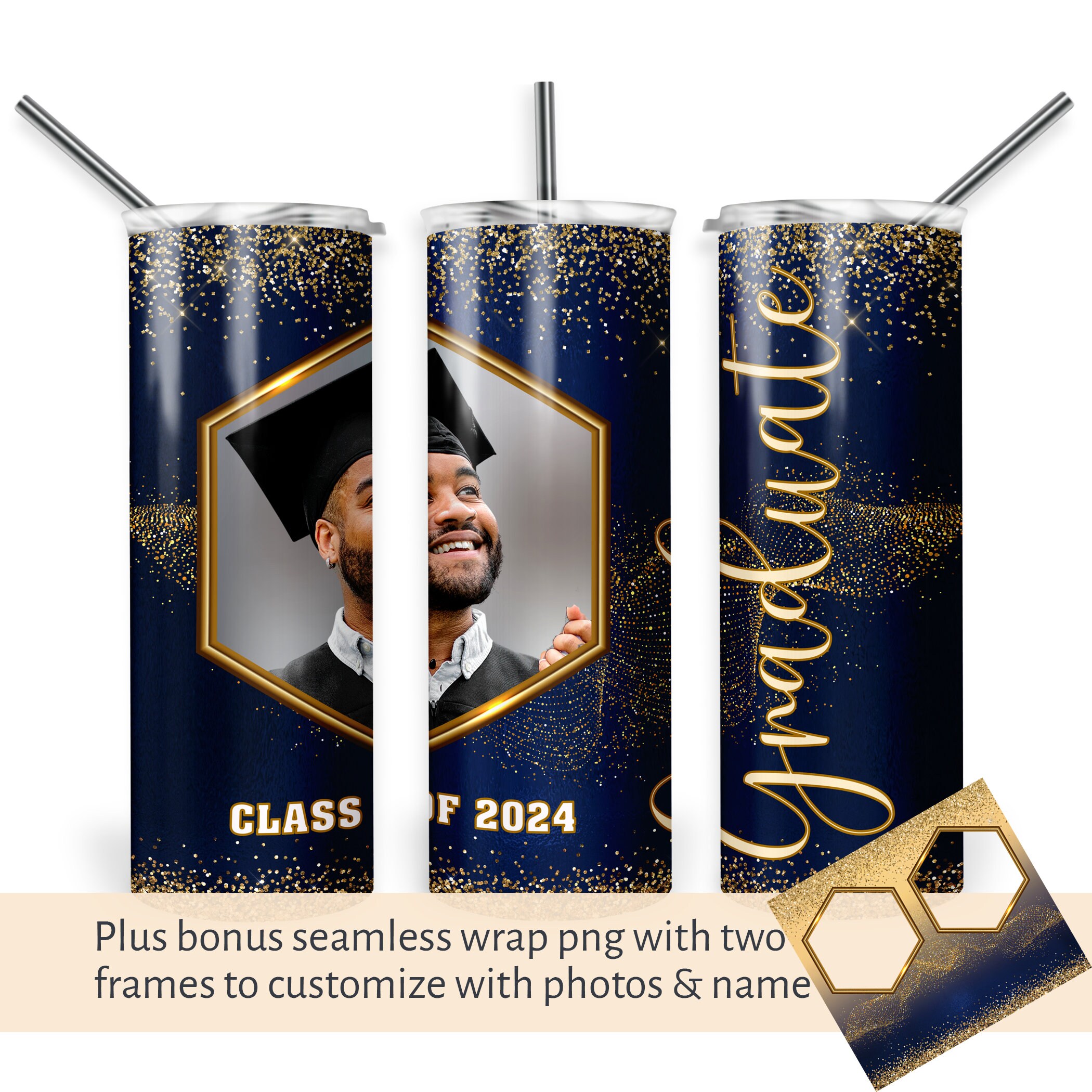 Picture Tumbler Wrap • Congrats Graduate • 2024 Graduation Sublimation ...