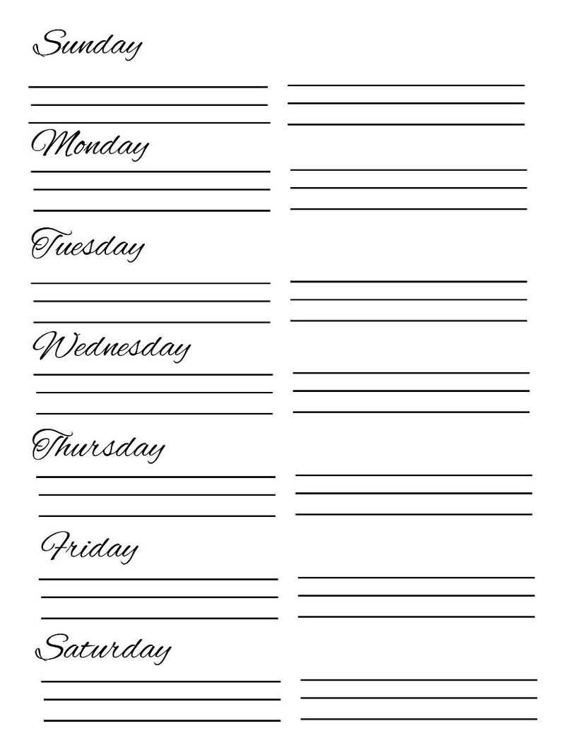 Minimalist Weekly Printable Calendar - Etsy