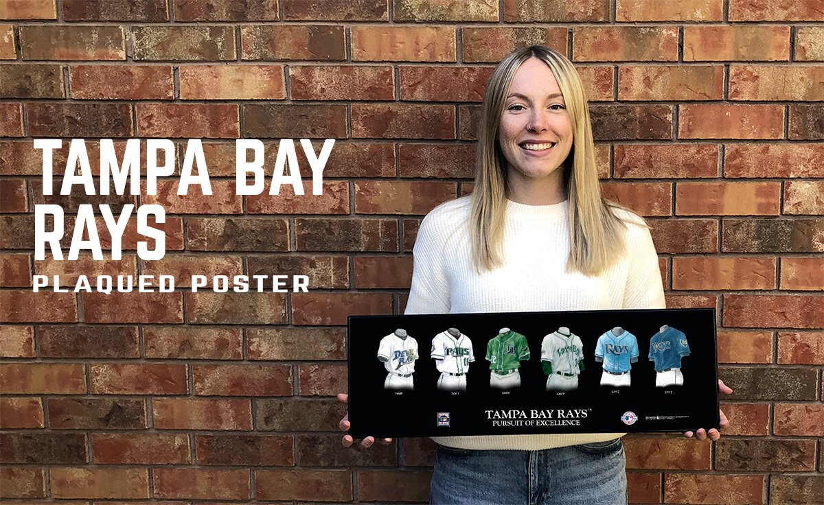 MLB Tampa Bay Rays Uniform Evolution Plaqued Poster - 8" X 24" Ready to ...
