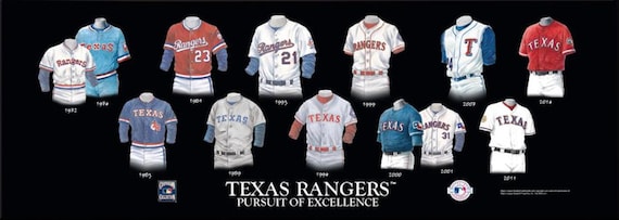 MLB Texas Rangers Uniform Evolution Plaqued Poster - Etsy
