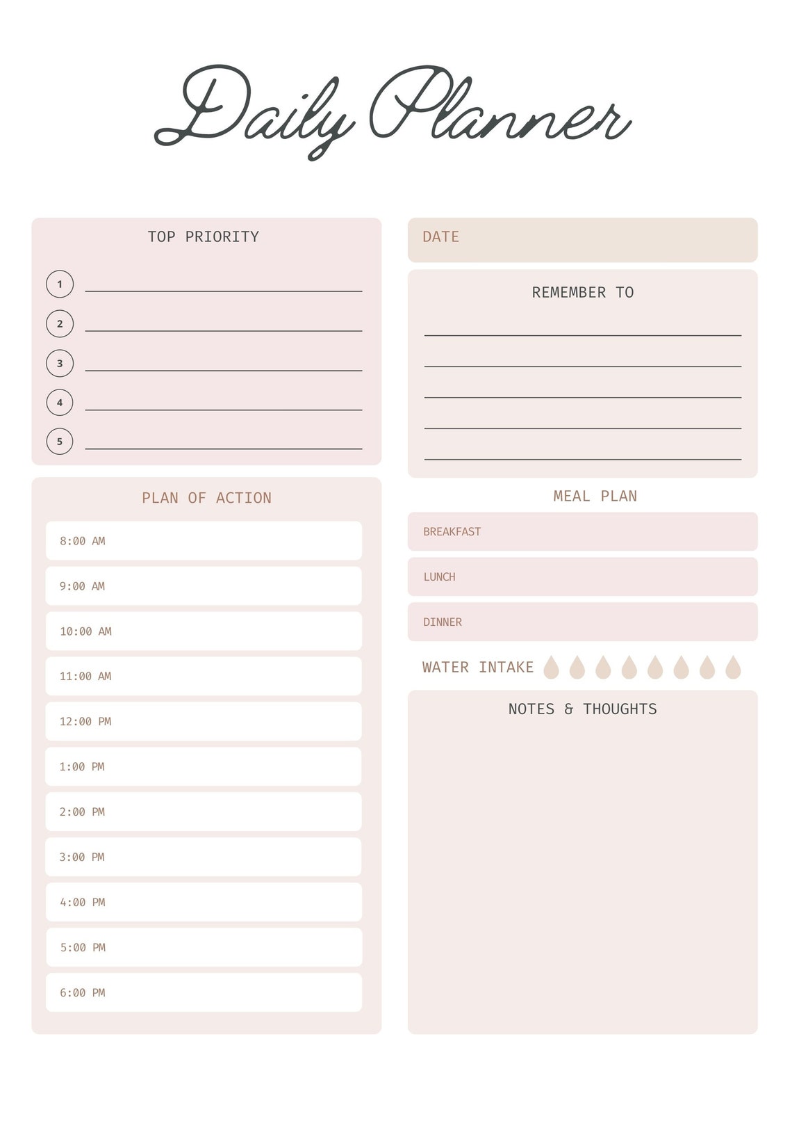 Printable/ Editable Organised Daily Planner | to Do List | Productivity ...