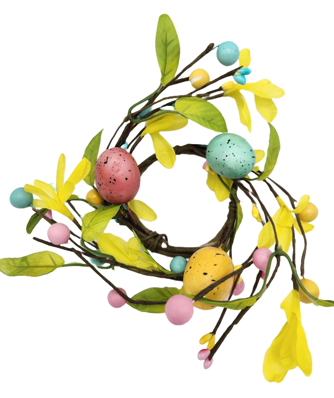 EV-126R-2 Easter Candle Ring With Easter Egg, Spring Floral Candle Ring ...