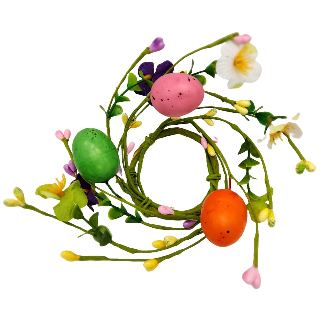 EV-125R-2 Easter Candle Ring With Easter Egg, Spring Floral Candle Ring ...